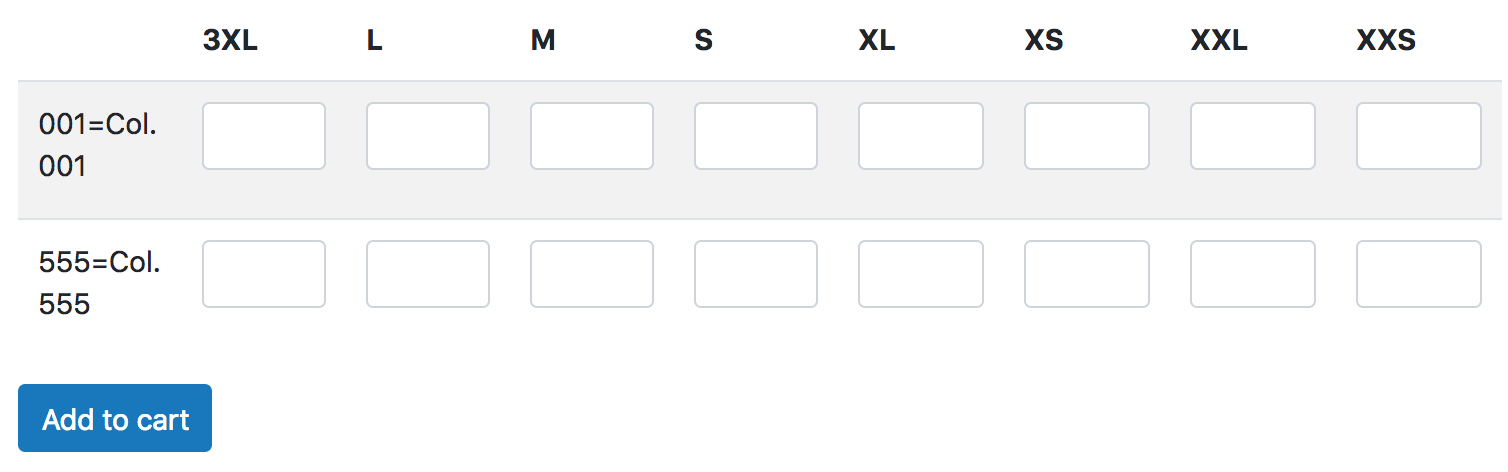Commerce add to cart matrix | Drupal.org